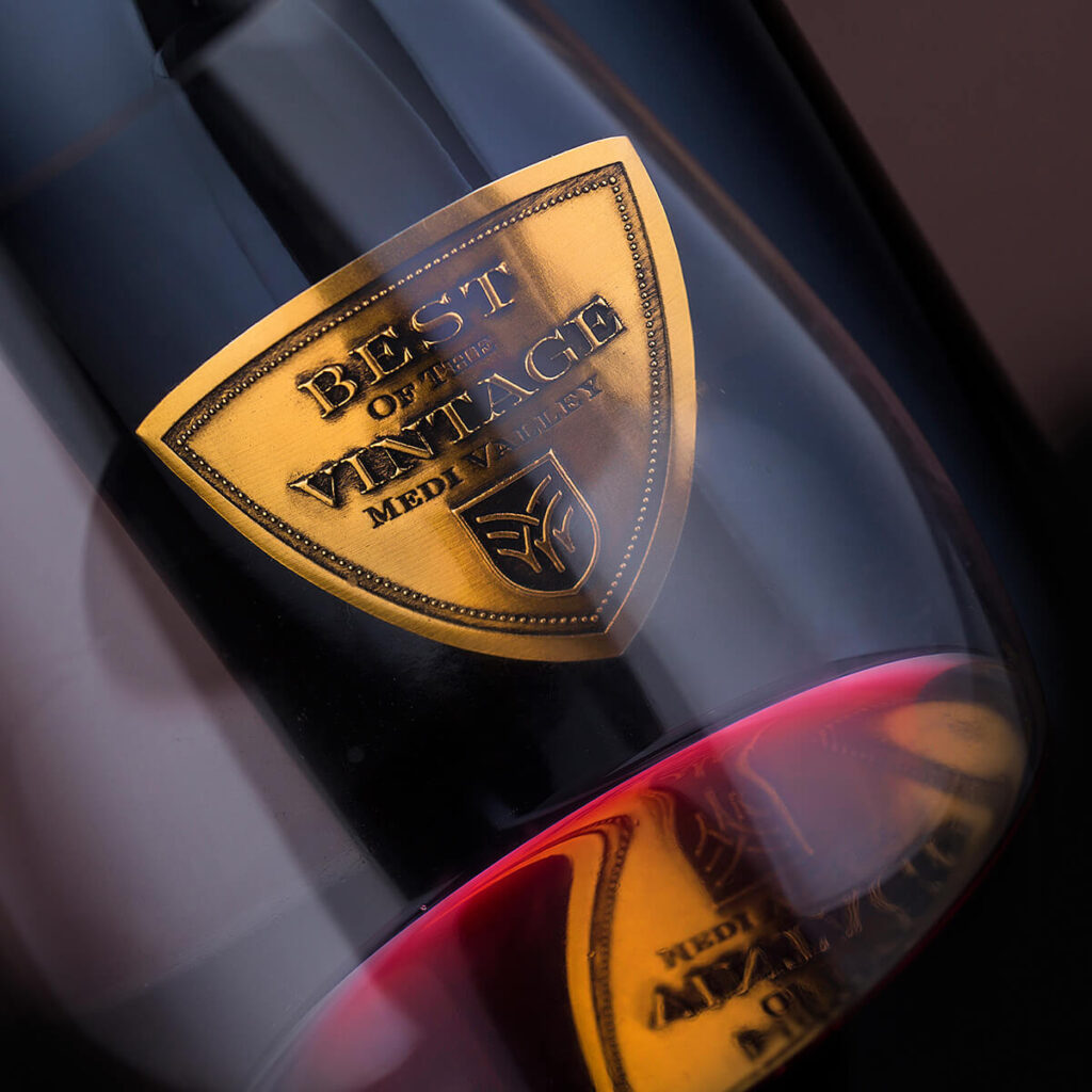 Metal Wine Label Design for Medi Valley by the Labelmaker